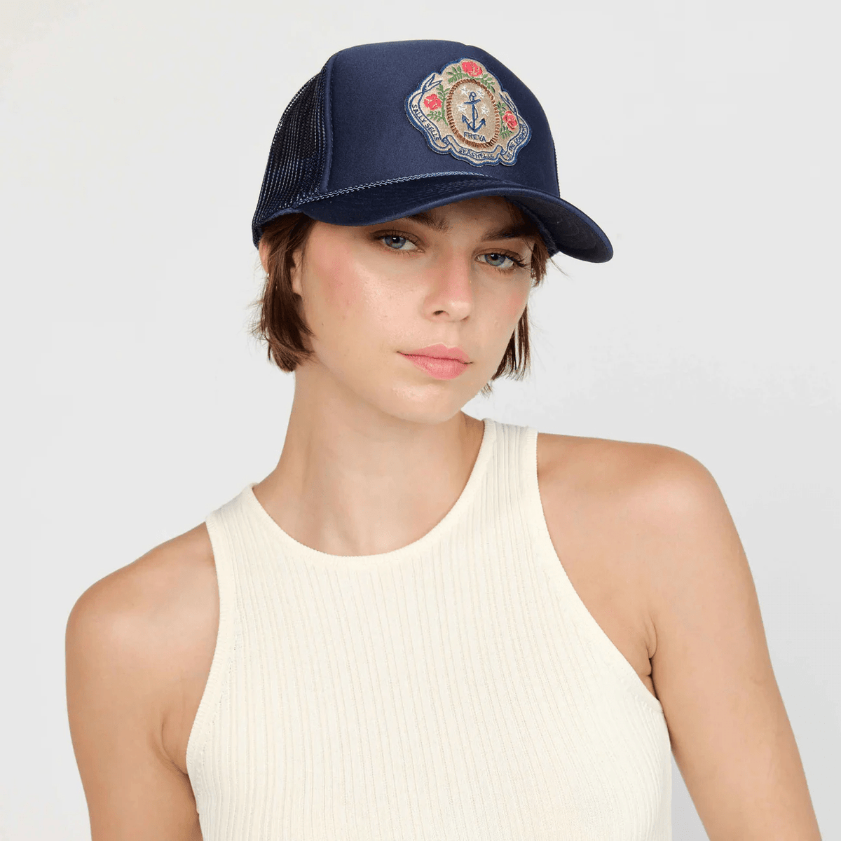Sally Sells Seashells Trucker Hat in Navy – Edit and Co